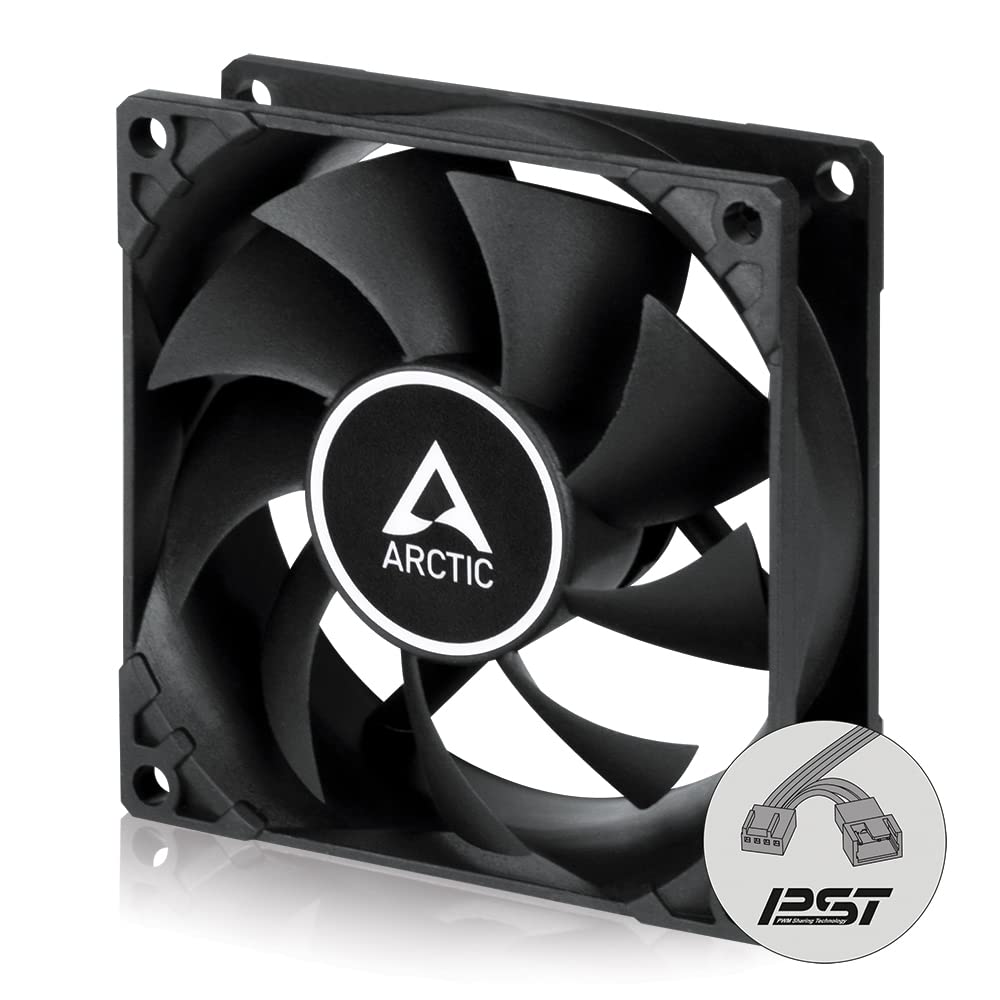 ARCTIC F8 PWM PST CO - 80 mm Case Fan with PWM Sharing Technology (PST), Dual Ball Bearing for Continuous Operation, Computer, Fan Speed: 300–2000 RPM - Black