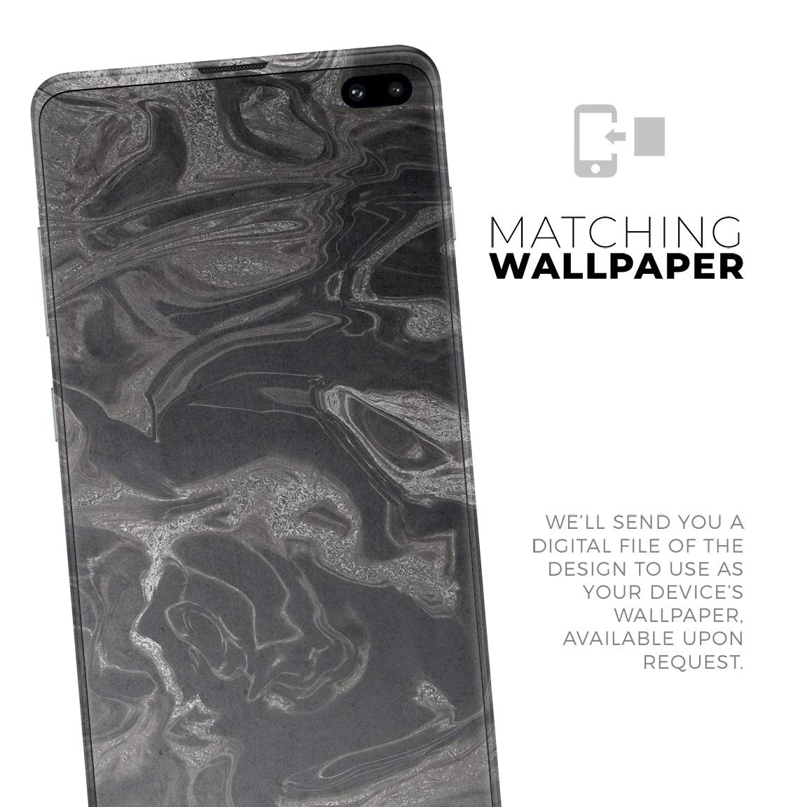 DesignSkinz Black & Silver Marble Swirl V6 Protective Vinyl Decal Wrap Skin Cover Compatible with The Samsung Galaxy S20 (Screen Trim & Back Glass Skin)