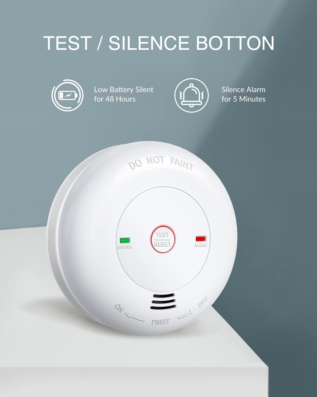 SITERWELL Carbon Monoxide Detector, 7-Year Product Life CO Detector with LED Indicator, CO Alarm with Test & Silence Button, Battery Operated, Low Battery Warning, UL 2034 Standards, 4 Pack