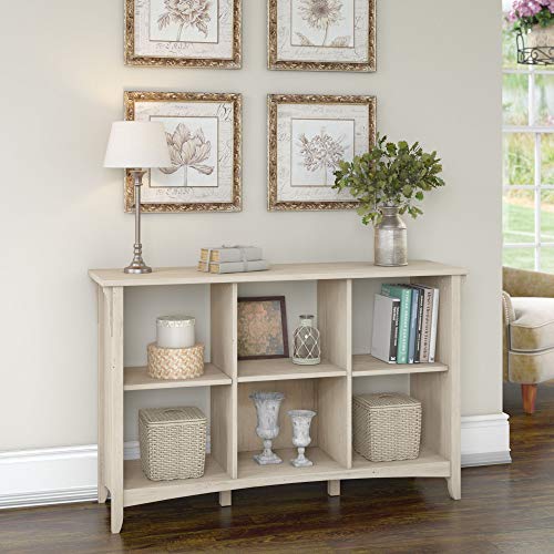 Bush Furniture Salinas 5 Shelf Bookcase in Antique White & Salinas 6 Cube Organizer in Antique White