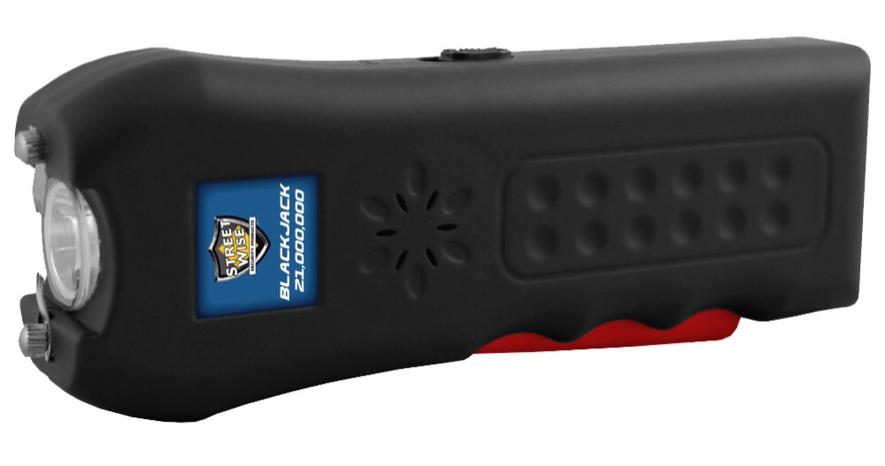 1 Ranked Back to School Stun Gun 21 Million Volt Rechargeable LED Flashlight with Loud Alarm Disable Pin, Black