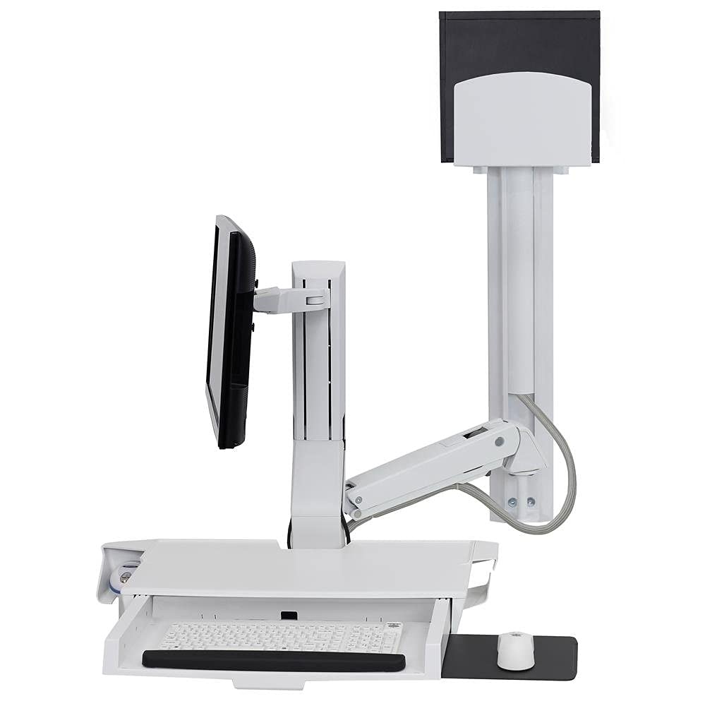 Ergotron StyleView Wall Mount for Monitor, Keyboard, Bar Code Scanner, CPU, Mouse - White - 1 Display(s) Supported24 Screen Support - 31.97 lb Load Capacity - 75 x 75, 100 x 100 VESA Standard