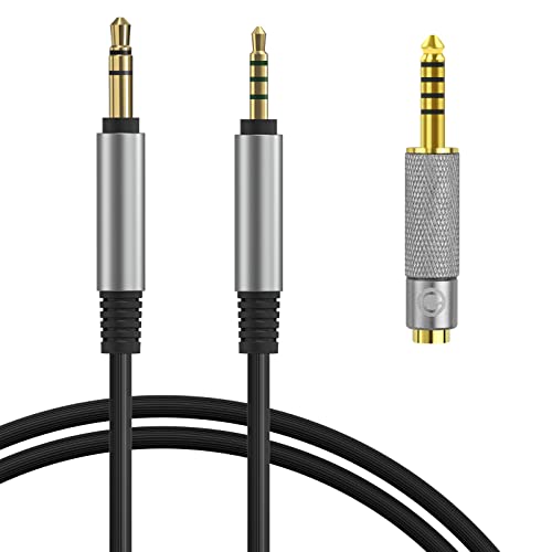 Geekria QuickFit Audio Cable with 4.4mm Adapter Compatible with Sony WH-1000XM5 1000XM4 XB910N XB900N CH710N MDR-XB950BT Cable, 2.5mm Balanced to 3.5mm Stereo Cord for Walkman, AMP (4 ft/1.2 m)