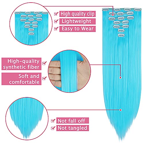 OMGREAT 23 Inch 7Pcs 16Clips Clip in Hair Extensions for Women Beauty Long Straight Thick Hair Extensions Ash Blonde