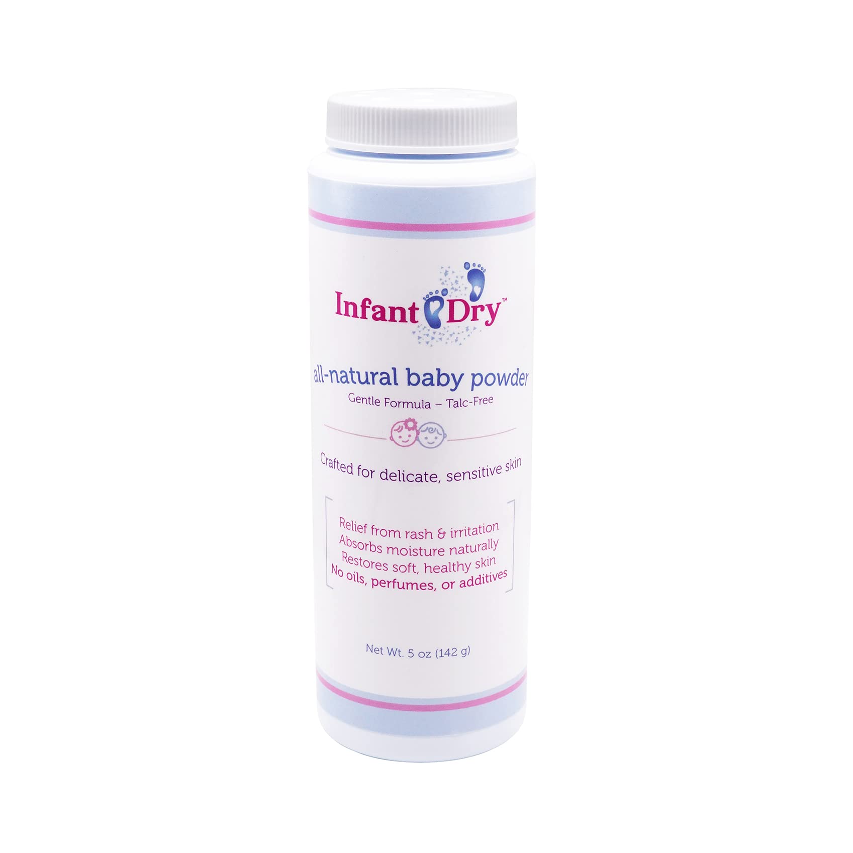 Infant Dry All Natural Baby Powder 5oz - Gentle Formula Talc Free, All Natural and Unscented Dusting Powder for Sensitive Baby Skin
