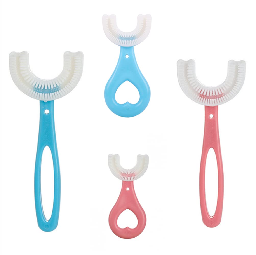 Dirk41 Kids Toothbrushes ,All Rounded Children U Shape Toothbrush, 2/4PCS U-Shaped Toothbrush for Kids, Kids U Shaped Toothbrush, Rounded Children U Shape Toothbrush, 360° Oral (Multicolor, 4)