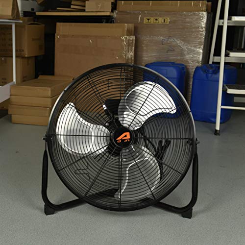 Aain(R AFAN10 20'' High Velocity Floor Fan, 6000 CFM Heavy Duty Metal Floor Fans,3 Speed Settings, Black