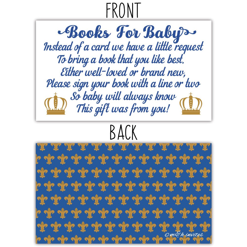 50 Prince Books for Baby Shower Request Cards - Invitation Inserts - Boy Baby Shower