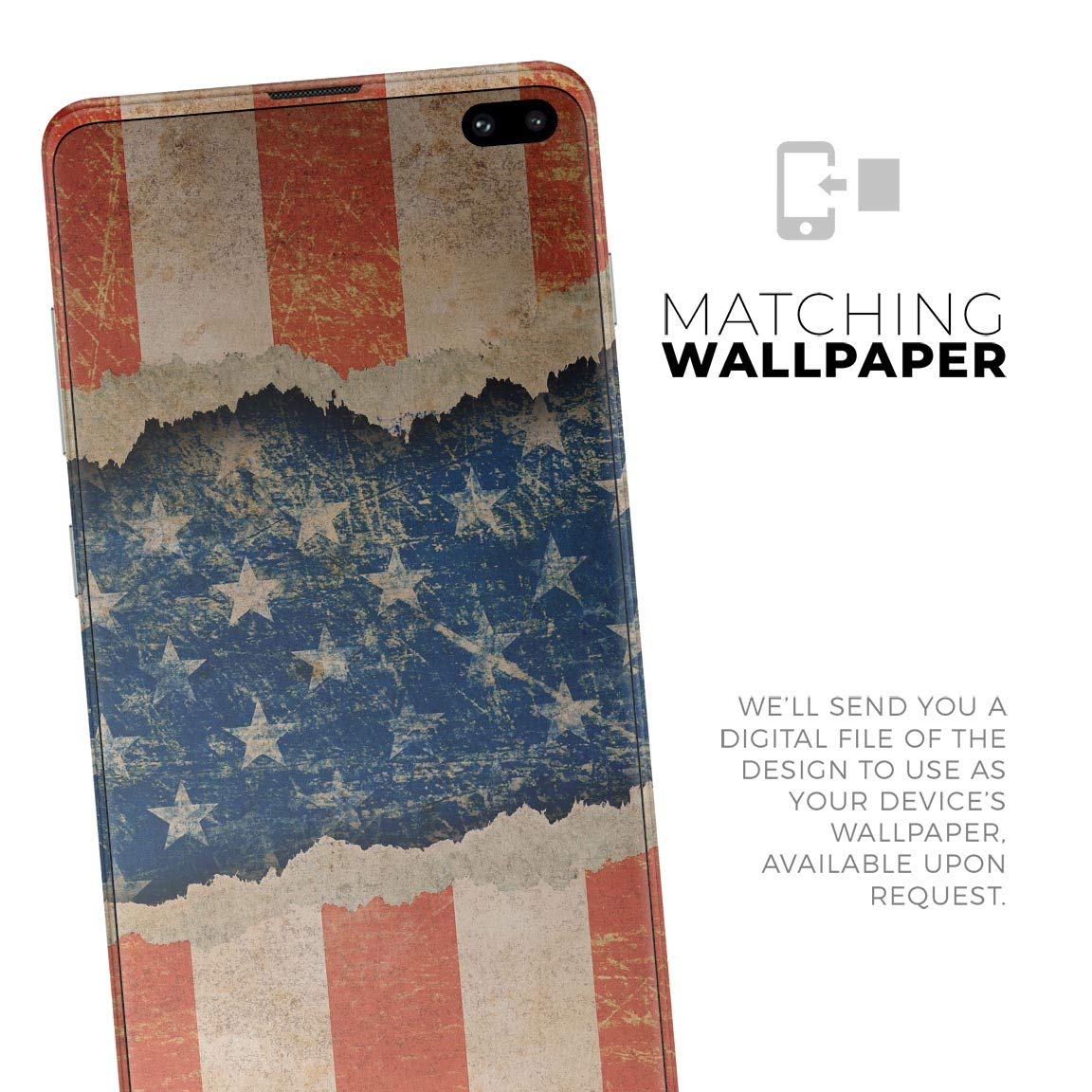 DesignSkinz Scratched Surface Peeled American Flag Protective Vinyl Decal Wrap Skin Cover Compatible with The Samsung Galaxy S20 (Screen Trim & Back Glass Skin)