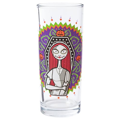 Silver Buffalo Disney Tim Burton Nightmare Before Christmas Day of the Dead Design 4 Pack Tumbler Glass Set, 10 Ounces