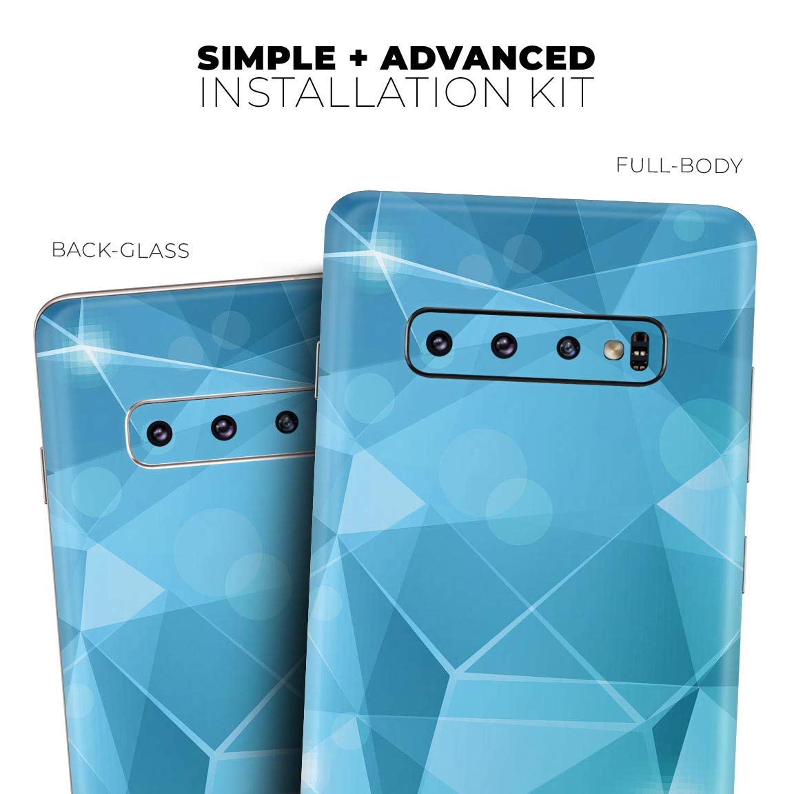 DesignSkinz Vector Shiny Blue Crystal Pattern Protective Vinyl Decal Wrap Skin Cover Compatible with The Samsung Galaxy S20 (Screen Trim & Back Glass Skin)