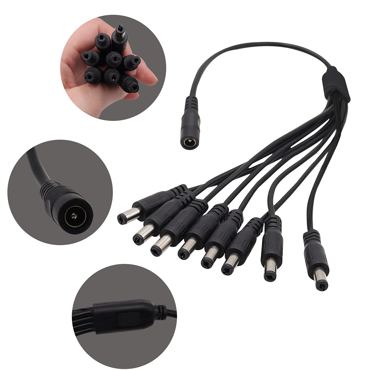 mxuteuk Security Camera Power Supply 12V 5A Power Supply AC Adapter 100-240V 50-60hz LED Power Transformers,with 8-Way Power Splitter Cable (2 Prong)