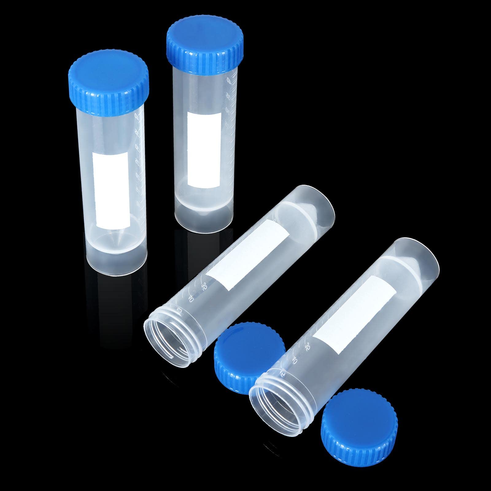 50-Pack Centrifuge Tubes 50ML, with Leak-Proof Screw Caps Conical Bottom, Plastic Container with Graduated and Write Marks, Test Tube for Cold Storage