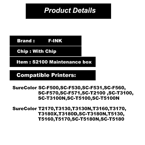 F-INK Remanufactured Maintenance Box Replacement for S2100 or C13S210057 Ink Maintenance Box,Works with SureColor SC-F570 SC-F571 T2170 T3170 T5170 Printer