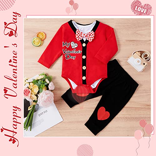 XIFAMNIY baby boy my first valentines day outfit Babies Valentine’s red pants set for Baby boys