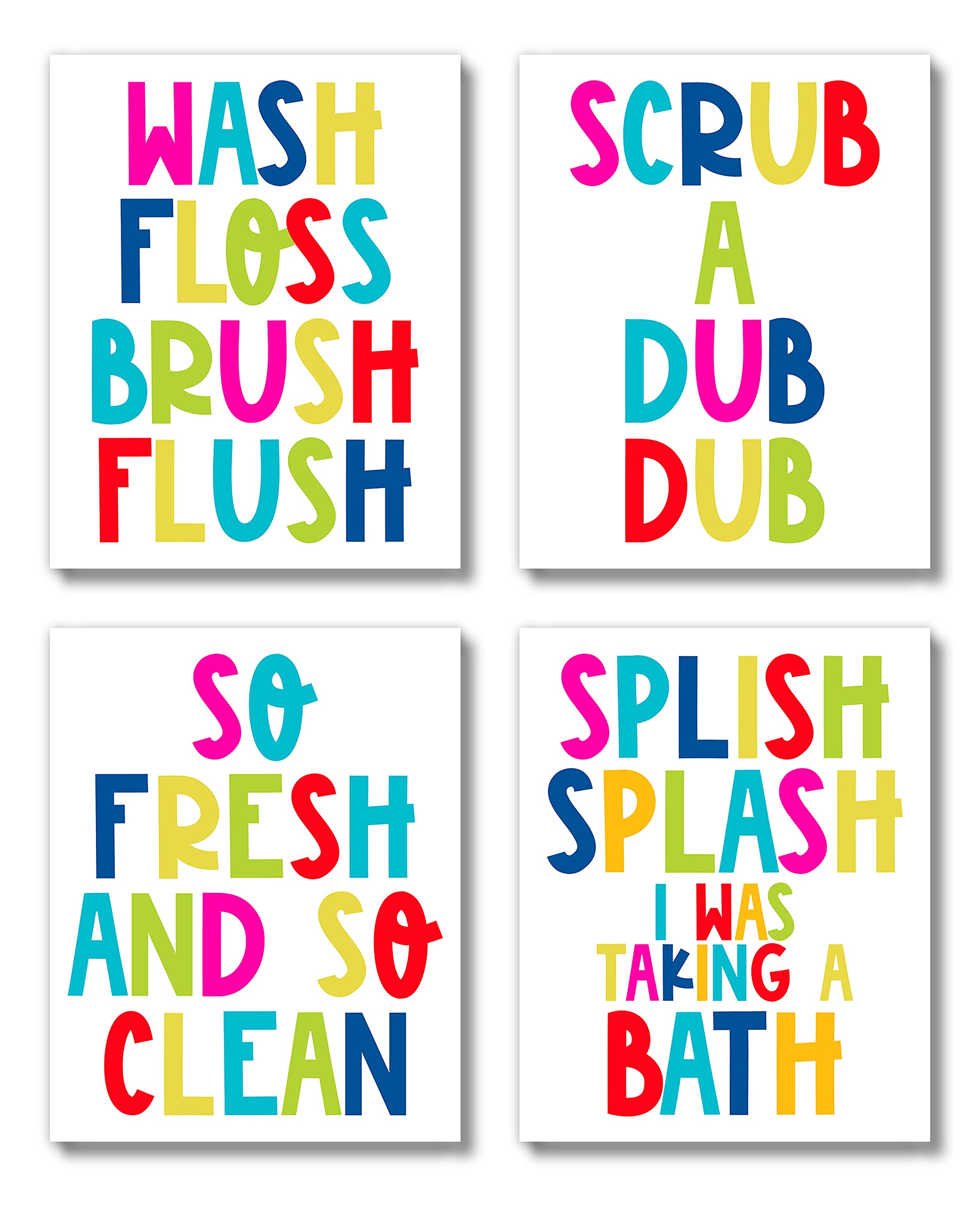 Brooke & Vine Kids Bathroom Wall Decor Art Prints (UNFRAMED 8 x 10 Set of 3) Funny Colorful Quotes Children, Toddler, Baby Girl, Baby Boy, Classroom, Washroom, Restroom, Powder Room (Splish Splash)