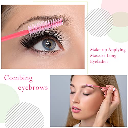 30 Pieces Disposable Eyebrow Brushes with Tubes Mascara Wand Tube Brushes Eyelash Mascara Brushes Diamond Eyelash Tubes with Transparent Cylinder Packaging for Women Girls Makeup (Pink)