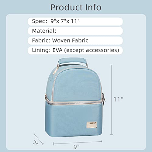SEEDNUR Breastmilk Cooler Bag With Ice Pack Insulated Bottle Bag Diaper Bag Tote Breast Pump Bag Backpack Portable Thermal Insulated Lunch Box for Women Men Large Capacity Handbag（Klein Blue）