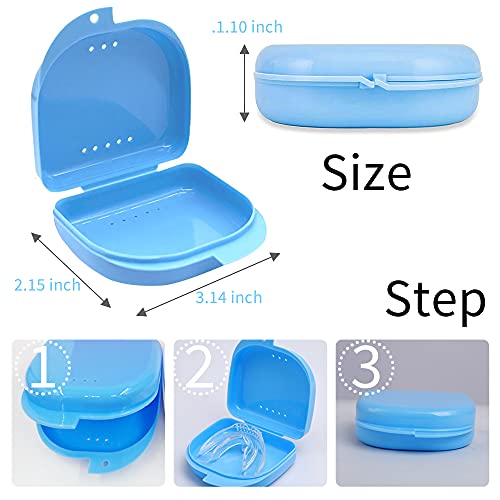 PISSION Retainer Case with Vent Holes, 3 Pack Orthodontic Mouth Guard Cases Cute Denture Case Tight Snap Lock Retainer Holder(Black/Blue/White)