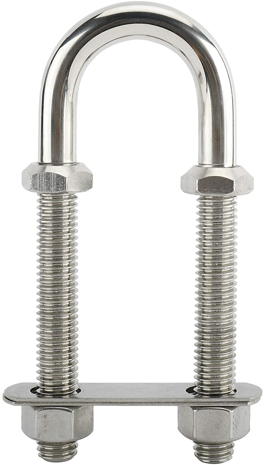YaeMarine 2-Pack 3/8" Dia Stainless Steel Marine Boat Stern Bow Eye Tie Down U Bolt Thread Length 2-1/2", 3", 3-1/2" Option (3/8" Dia x 3-1/2" Thread Length, 5" Overall Length)
