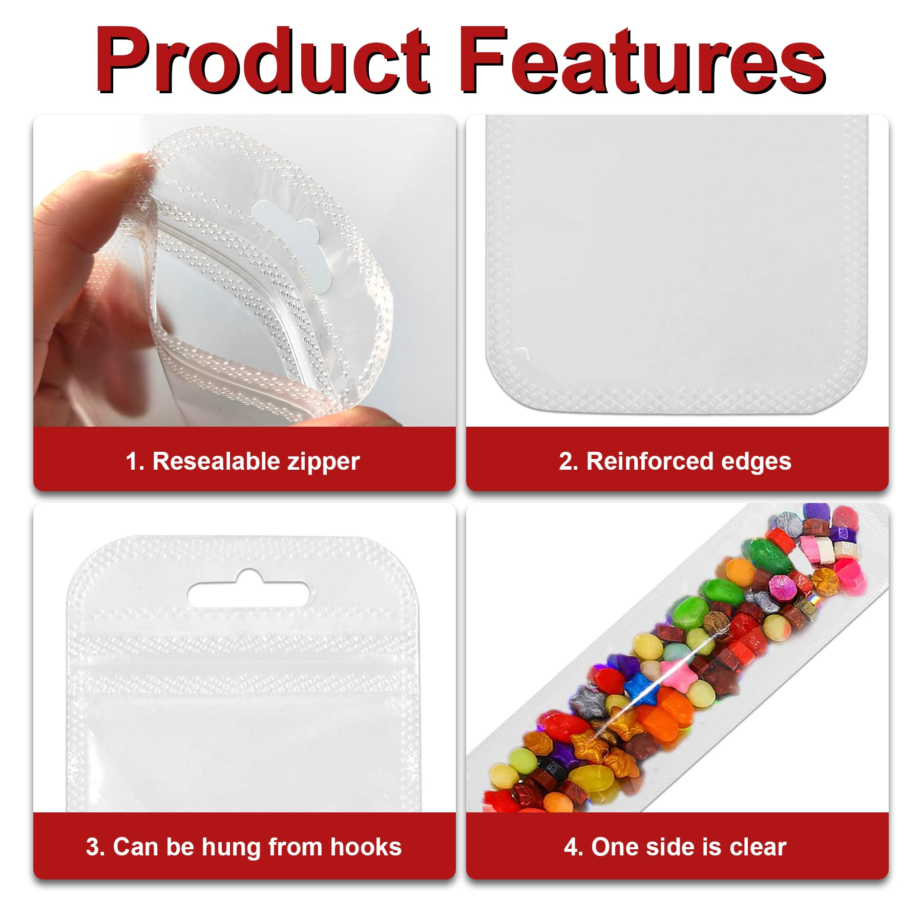 100 PCS Resealable Holographic Bags, Holographic Rose ziplock Packaging Storage Bag for Jewelry, Lip Gloss, sticker, lash, Candy, Snack, 2.56x9.44" (Rainbow)