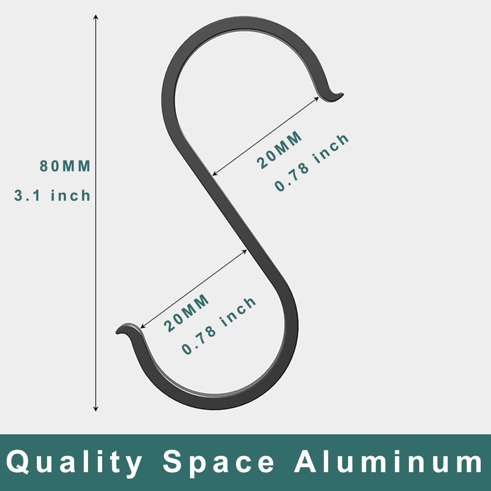 15Pcs S Shaped Hooks Matte Finish S Hooks Aluminum Heavy Duty S Hooks for Hanging Plants Coffee Cups Pots and Pans Clothes in Kitchen Bathroom Workshop Garden, Matte Black