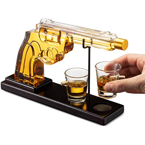 Gifts for Dad, Whiskey Gifts for Men, Whiskey Decanter Bottle and Bullet Shot Glasses, Whiskey Glasses, Decanter Set for Scotch Whiskey Vodka Bourbon