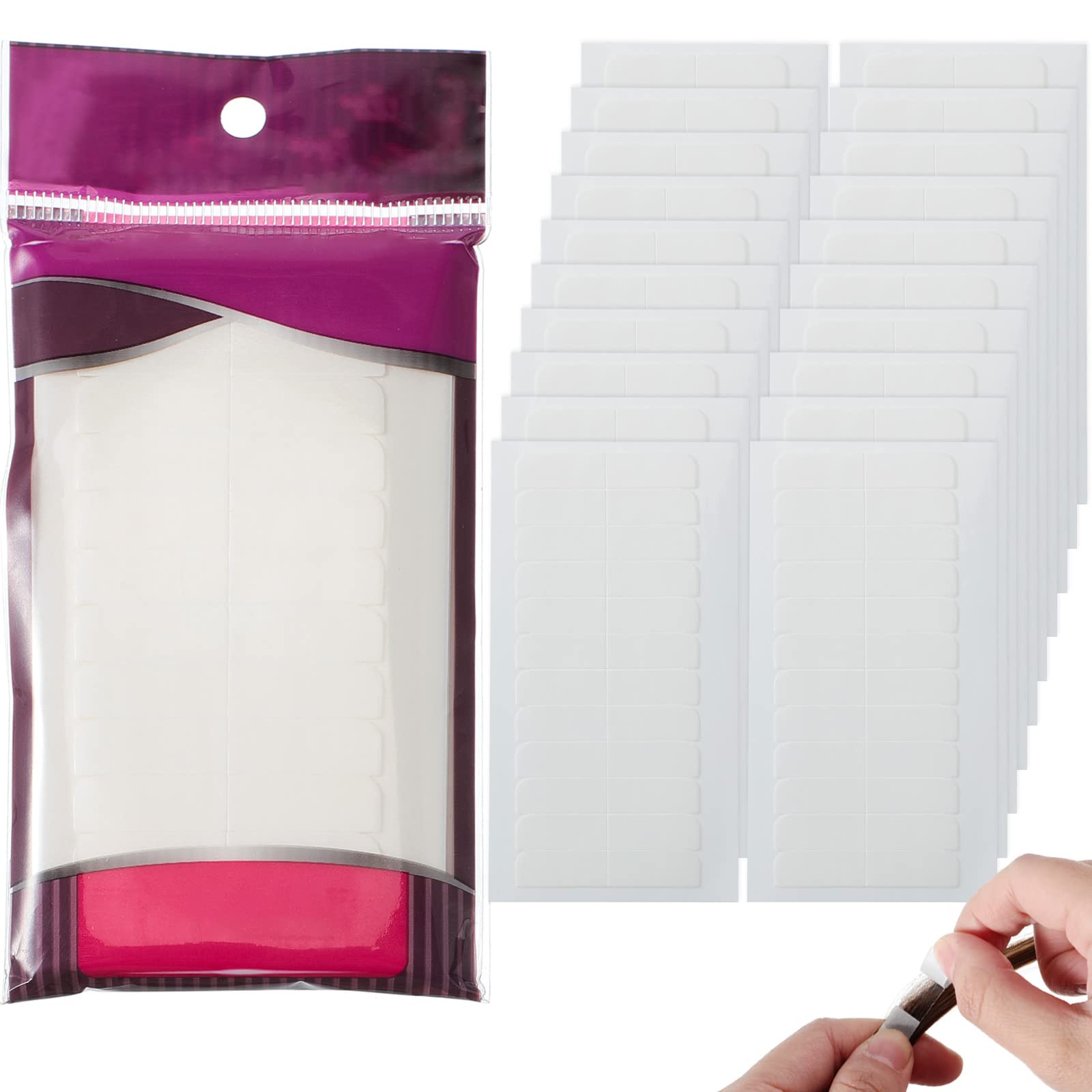 Leelosp 240 Pieces Hair Extension Tape Tabs Double Sided Replacement Tape for Hair Extensions Adhesive 1.57 x 0.32 Inch Hairpiece Expansion Tools for Wig Toupee Hairpiece Wigs Supplies, White