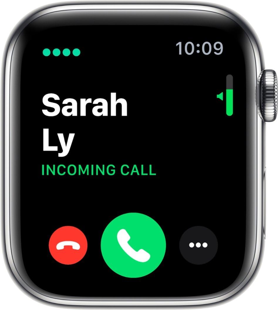 Apple Watch Series 4 (GPS + Cellular, 44MM) - Stainless Steel Case with White Sport Band (Renewed)
