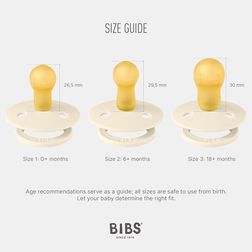 BIBS Pacifiers Colour Collection | Natural Rubber Baby Pacifier | Set of 2 BPA-Free Soothers | Made in Denmark | 6+ Months (Pack of 2) | Cloud