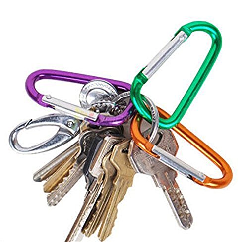 12pcs Colorful Carabiner Aluminum Screw Locking Spring Clip Hook Outdoor D Shaped Keychain Buckle for Camping, Hiking, Fishing(Random Color)