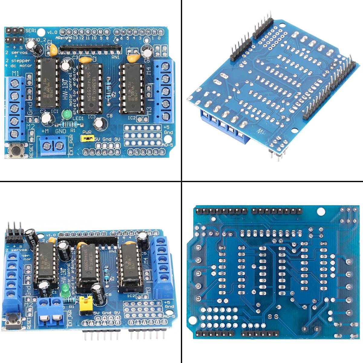 DKARDU 2 pcs L293D DC Motor Drive Expansion Shield Stepper Motor Drive Shield Expansion Board with DC Female Cable for Arduino Duemilanove Raspberry Pi