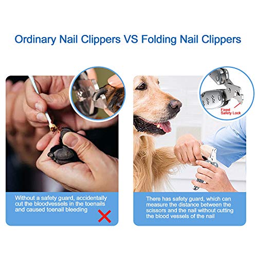 KUSSONLI Pet Nail Clippers and Trimmers-Multifunctional Foldable Type with Safety Guards to Avoid Excessive Cutting, Built-in Nail File and Comb,Stylish Appearance,Professional Grooming Tool.