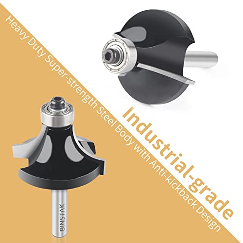 1/2" Radius Roundover Router Bit 1/4" Shank, Edge Forming Roundover Bit Bead Rounding Over Edging Bit by BINSTAK