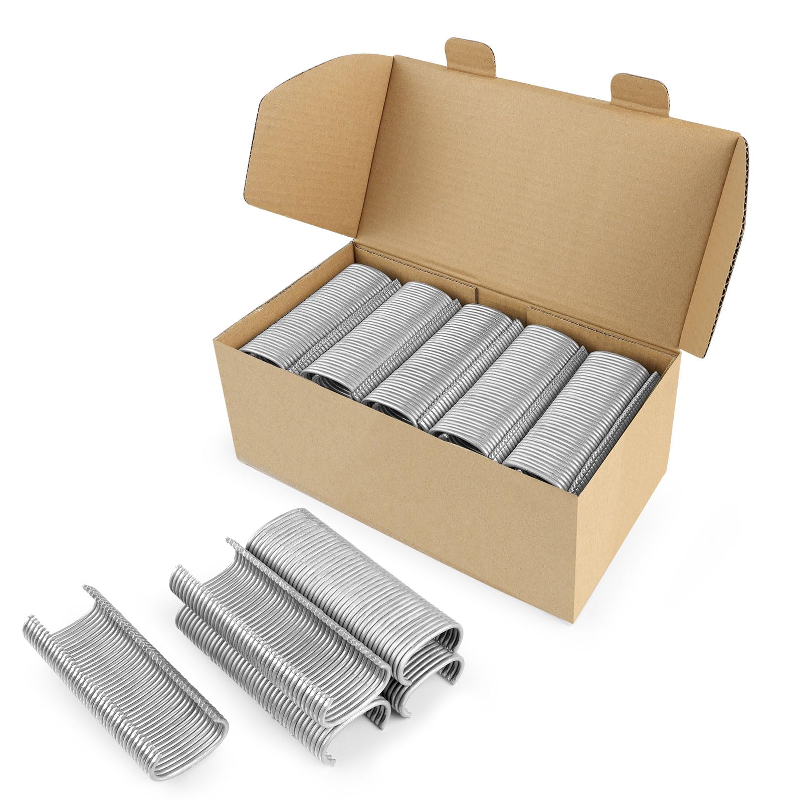 KIMSING 11 Gauge C50 Zinc-Aluminum Alloy Hog Ring Staples 1-3/4" (45 mm) Crown, 1600 PCS/Box, C Ring Staples Fasteners for Heavy Duty Wire Fencing, Gabion