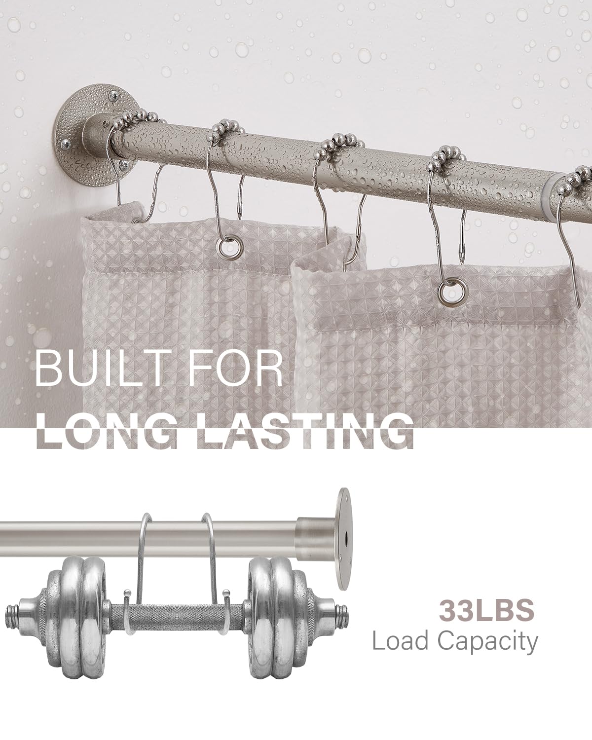 Crkmire 2 Pcs Shower Curtain Rod Accesorios for Corner Shower Rod, Extended Long Rod 15.75in (40cm) Length Rod for Bathroom