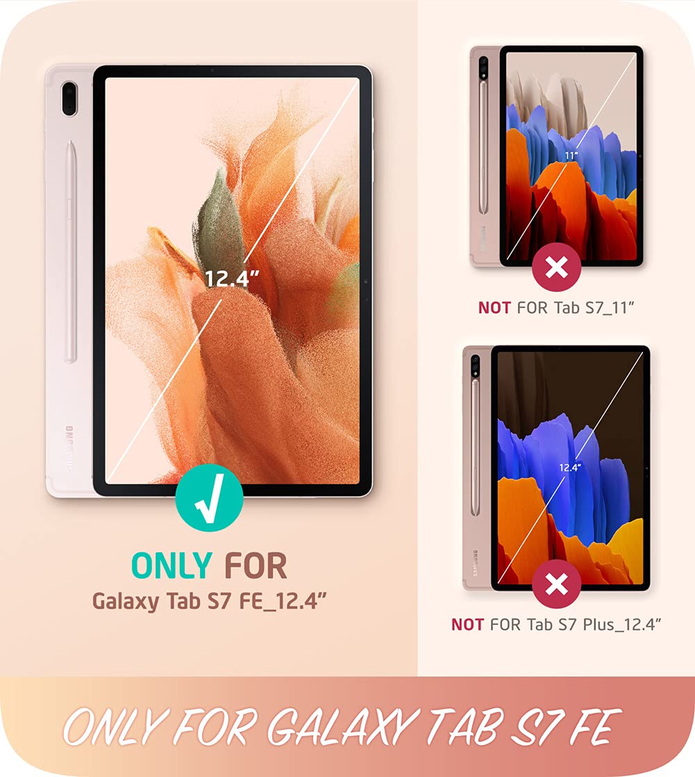 i-Blason Cosmo Case for Samsung Galaxy Tab S7 FE 12.4" 2021 Release Only, Full-Body Trifold with Built-in Screen Protector Protective Smart Cover with Auto Sleep/Wake & Pencil Holder (Marble)