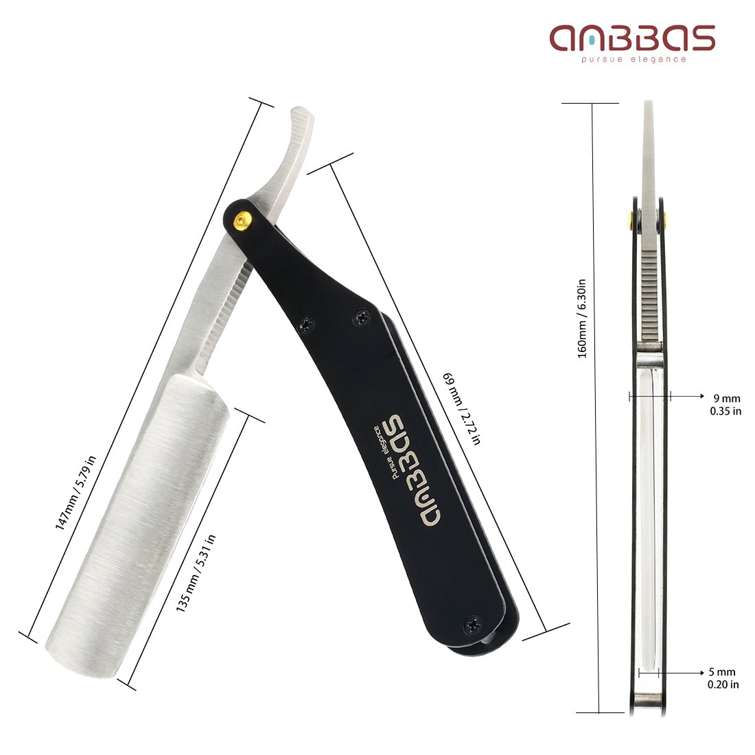 7in1 Anbbas Badger Shaving Brush,Stand,Lathering Bowl,3.5oz Soap,Straight Razor with Bag and Razor Strop Shaving Set for Men