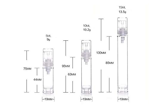 erioctry 12Pcs 10ML Empty Refillable Cosmetic Containers Cream Lotion Bottles Portable Clear Plastic Airless Vacuum Pump Bottle Sample Packing Toiletries Liquid Storage Vial Jars
