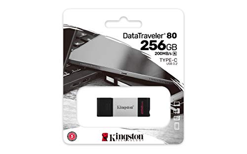 Kingston DataTraveler 80 256GB USB Type-C Flash Drive (DT80/256GB), Metal