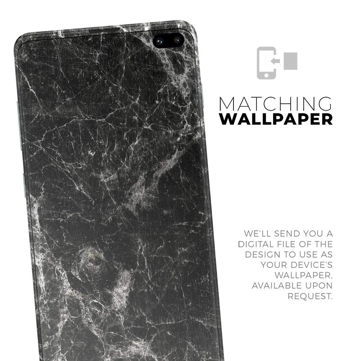 DesignSkinz Black Scratched Marble 2 Protective Vinyl Decal Wrap Skin Cover Compatible with The Samsung Galaxy S20 (Screen Trim & Back Glass Skin)