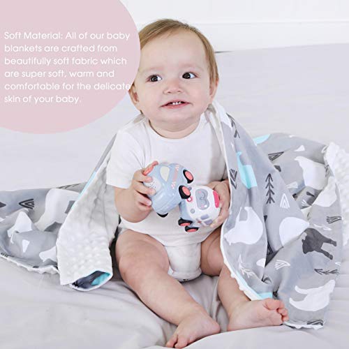 Baby Blanket for Boys Girls Baby Blankets Newborn,Super Soft Comfy,Patterned Minky with Double Layer,Dotted Backing, 30 x 40 Inch,Bears