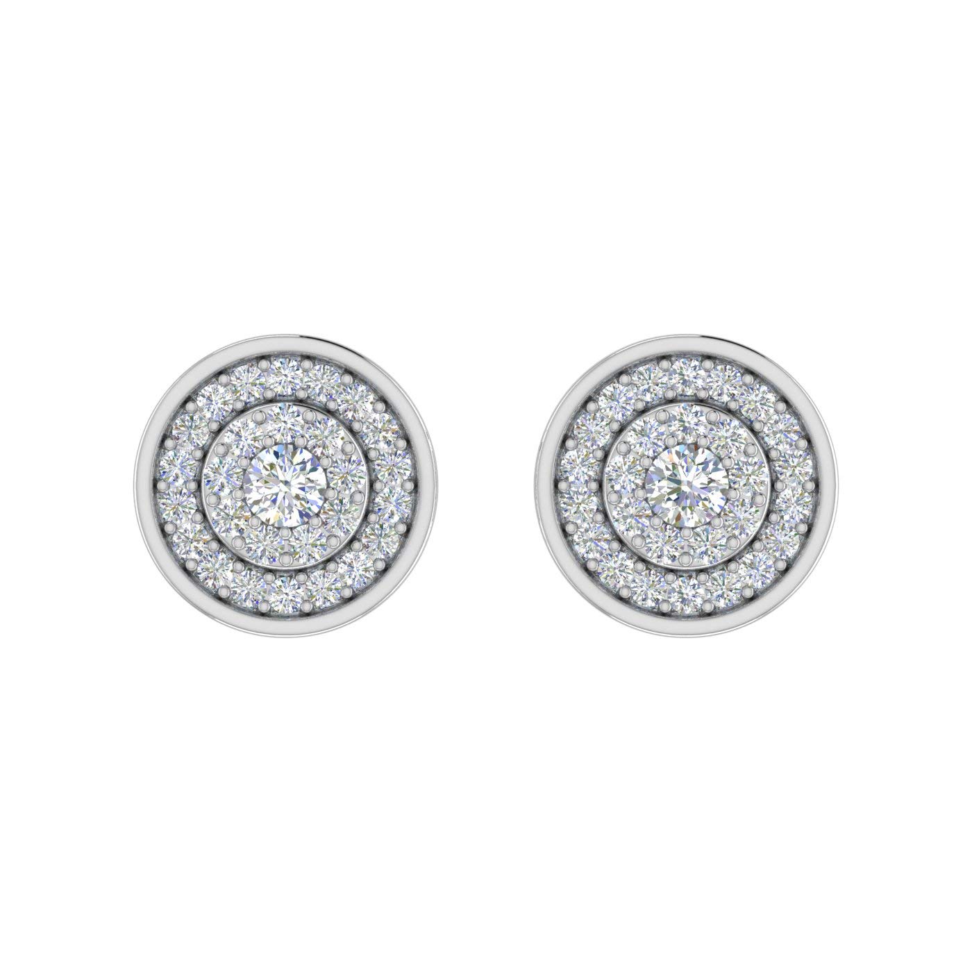 1/3 Carat Round Diamond Halo Stud Earrings in 10K White Gold