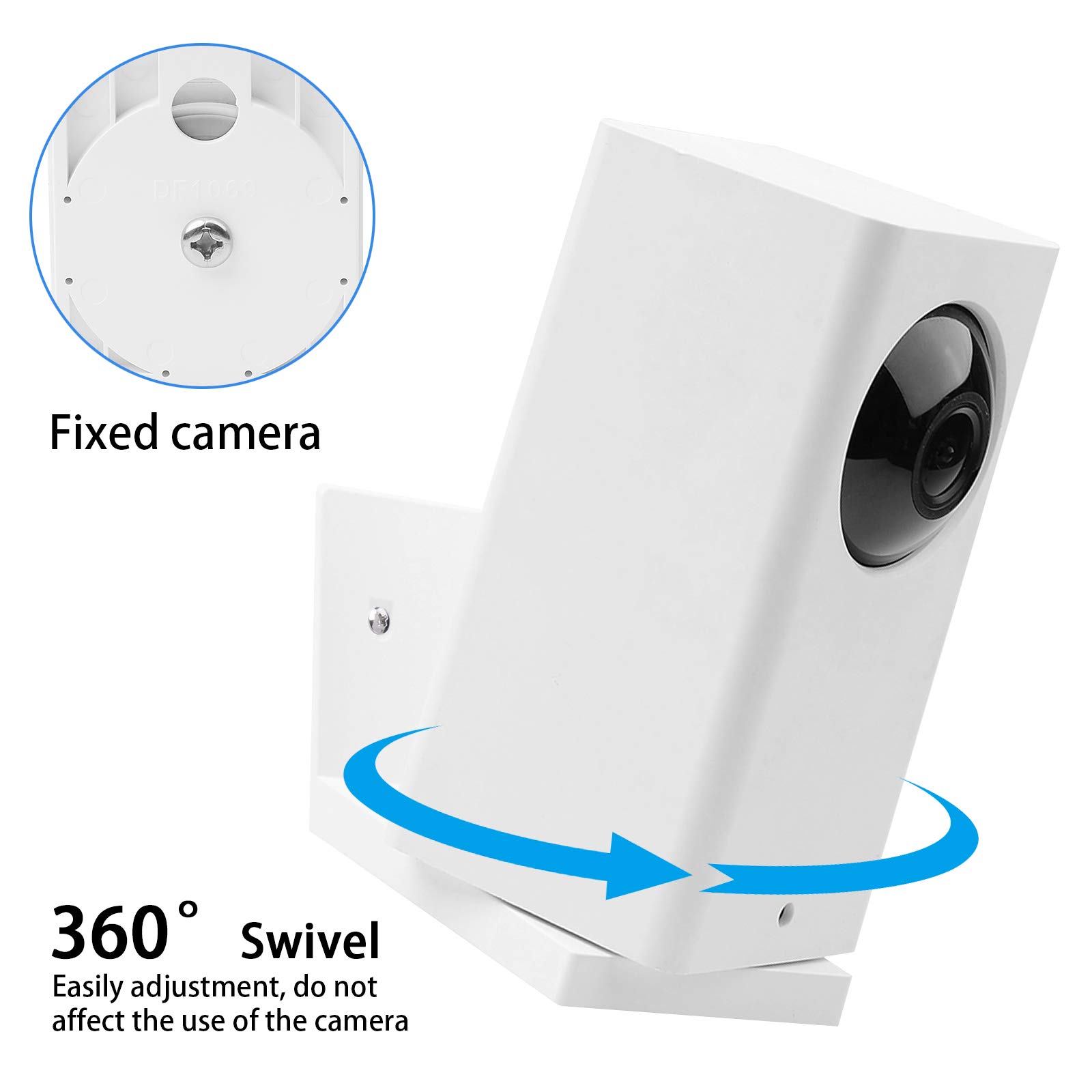 HOLACA Screwless Wall Mount 35 Downward Kit for Wyze Cam Pan V1 V2, VHB Stick On - Easy to Install, Full Tilt & Pan Function, No Mess, No Drilling, Strong Adhesive Mount (2 Pack)