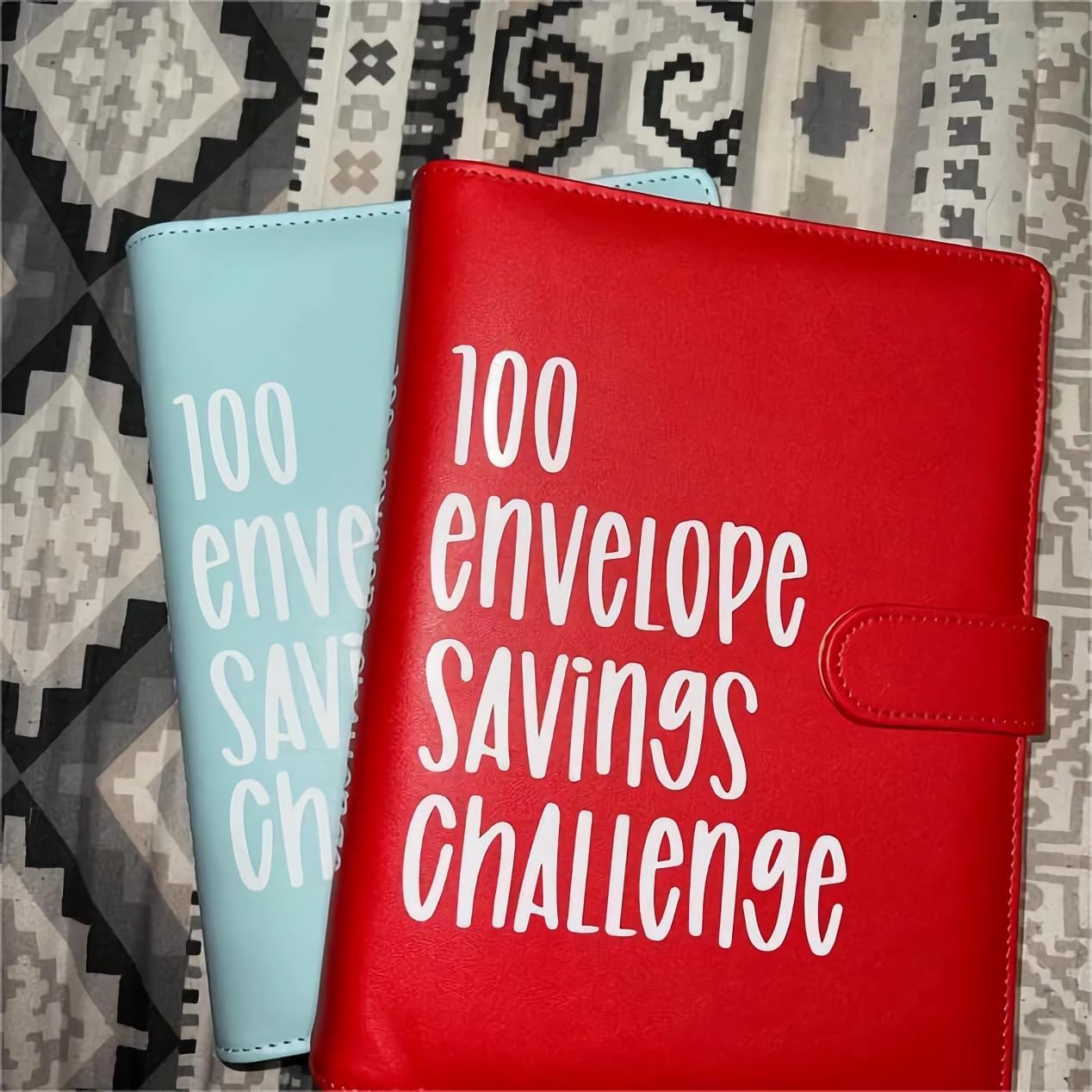 100 Envelope Challenge Binder, Savings Challenges Sheets,Easy and Fun Way to Save $5,050, Budget Binder with Cash Envelopes, Savings Challenges Binder, Budget Planner Book for Budgeting (Mint Blue)