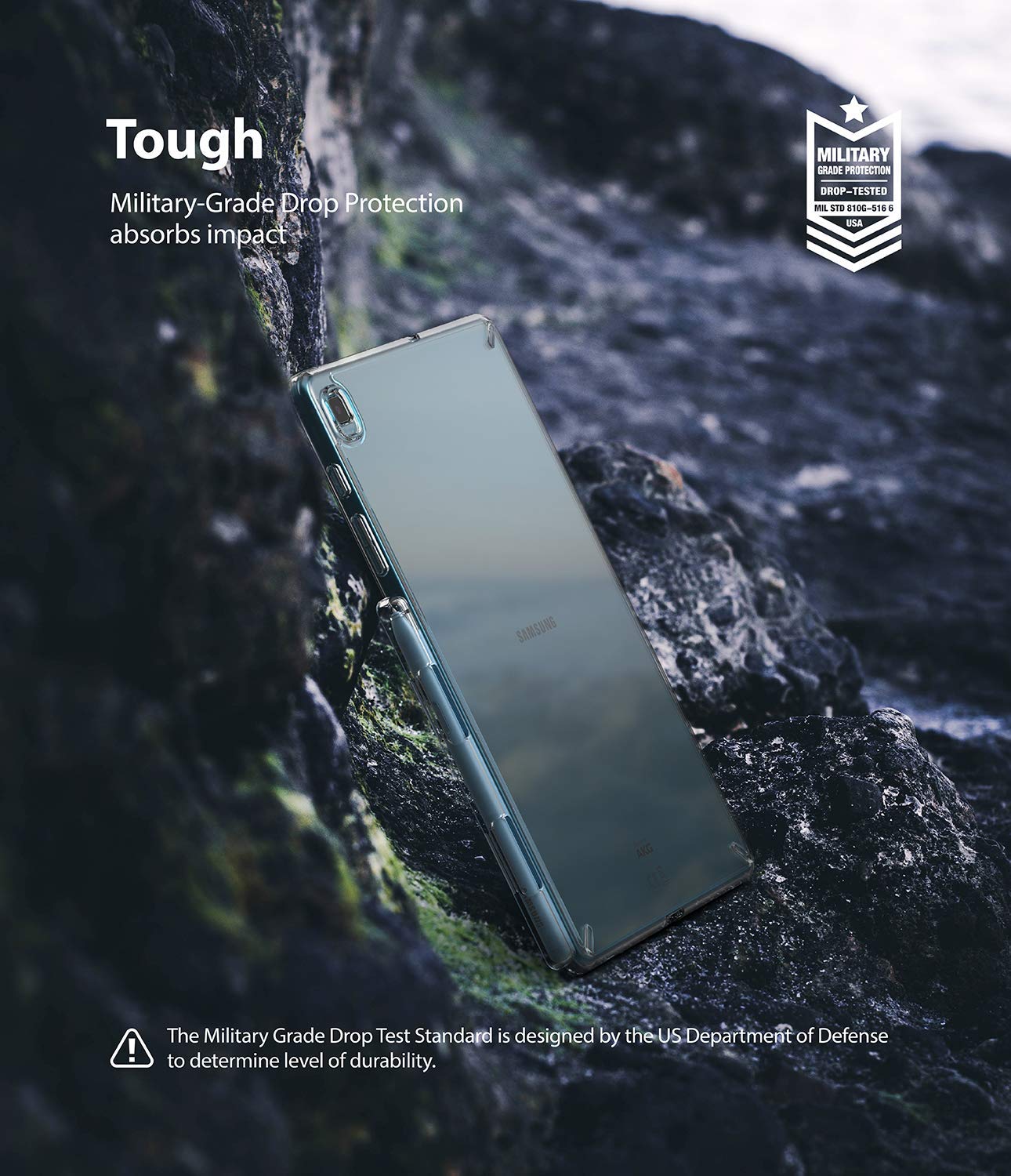 Ringke Fusion Case [Built-in Pen Holder] Compatible with Samsung Galaxy Tab S6 Lite Case 10.4 Inch 2024/2022 / 2020, Transparent Hard Back Shockproof Cover - Clear