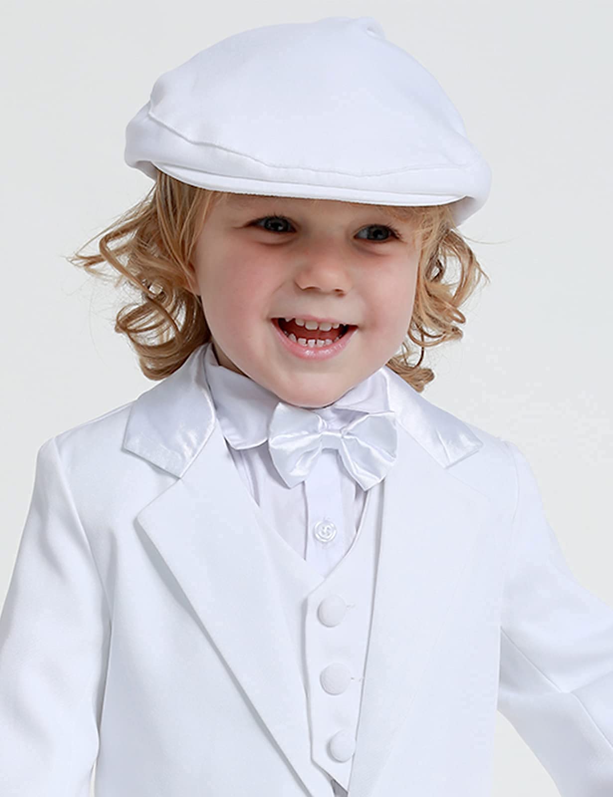 A&J DESIGN Infant Boy Christening Hat 3-6 Months Flat Paperboy Cap White