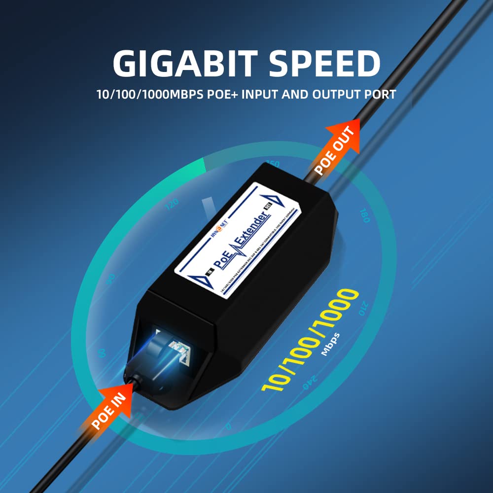 HYN@NET PX201 30W Gigabit PoE Extender One Channel 10/100/1000Mbps PoE Repeater for Security Camera,IEEE802.3at/af Compliant,Plug and Play
