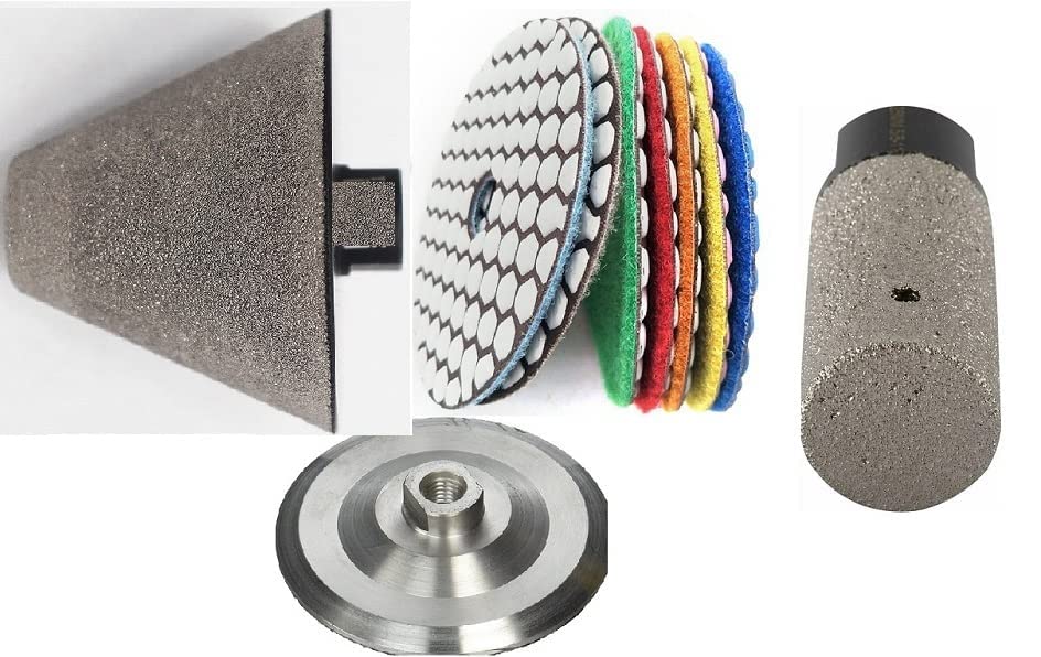 1-1/16" to 3-1/4" and 2" Zero Tolerance Grinding Drum milling bit and Polish pad Diamond Beveling Chamfer Bits Countersink Drill Bit Existing Holes Enlarging Shaping Trimming Porcelain Marble Glass