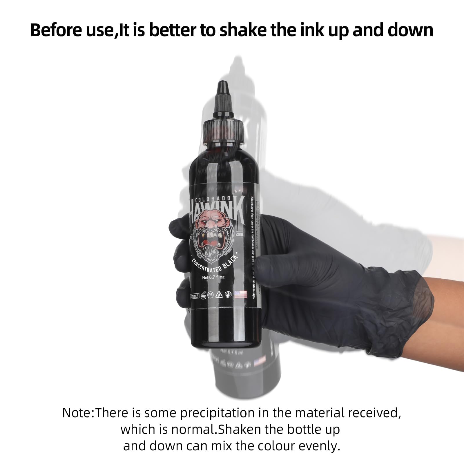Hawink Tattoo Ink 6.7oz (200ml) Vegan-Friendly USA Standard Pigment Concentrated Black TI963-6.7OZ-S